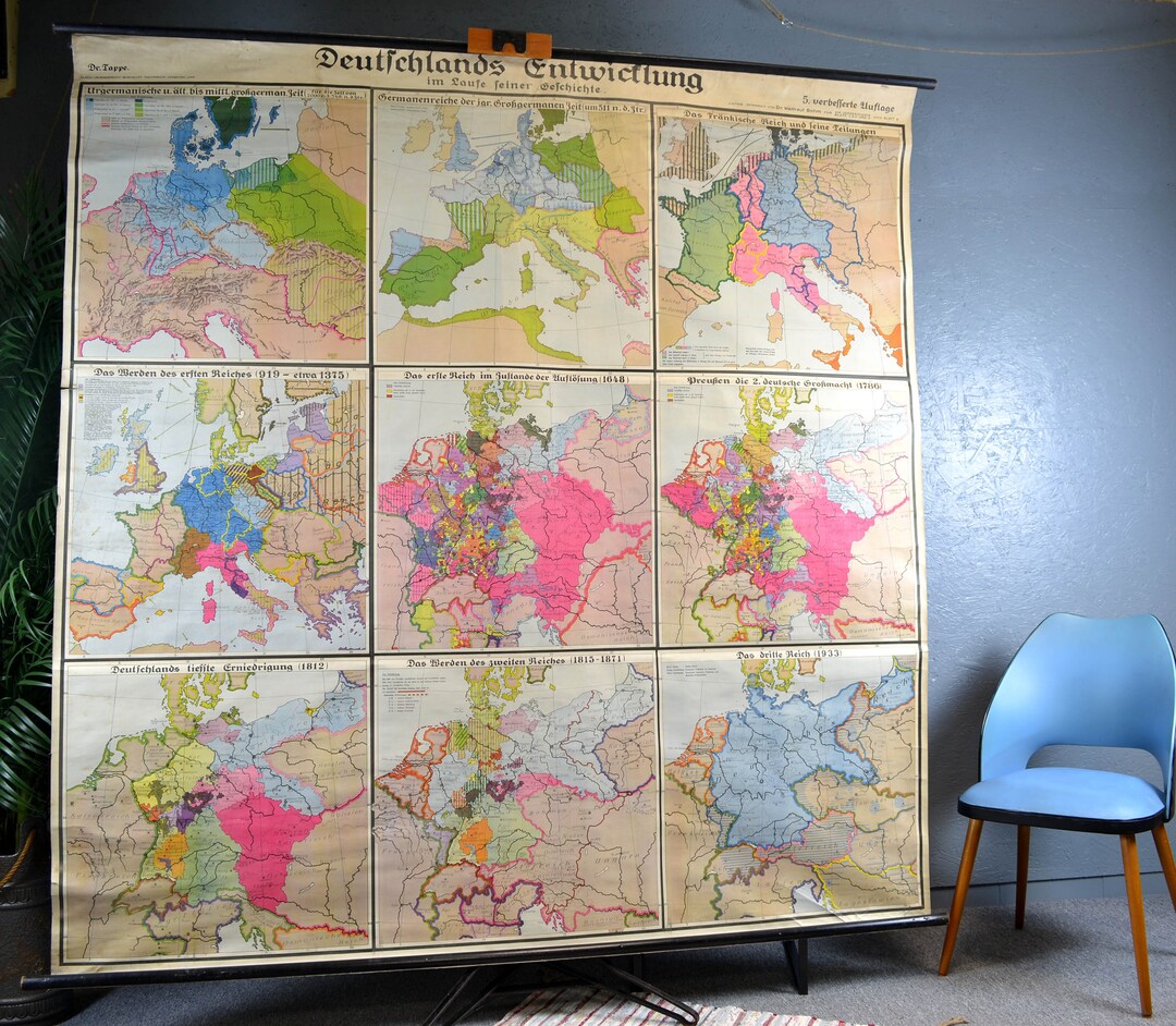 Old Roll-up Map of Germany, Development, History, 1930s, Clemens ...