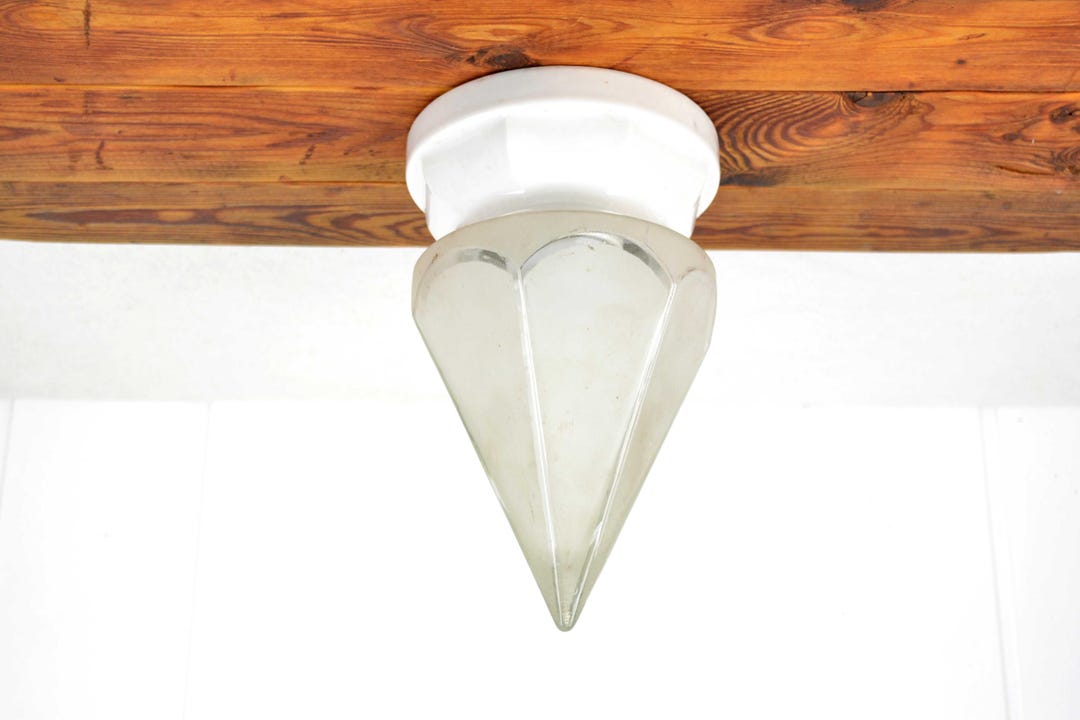 Art Deco Ceiling Light, Cone Shape, 1920s/30s, Frosted Glass Shade ...
