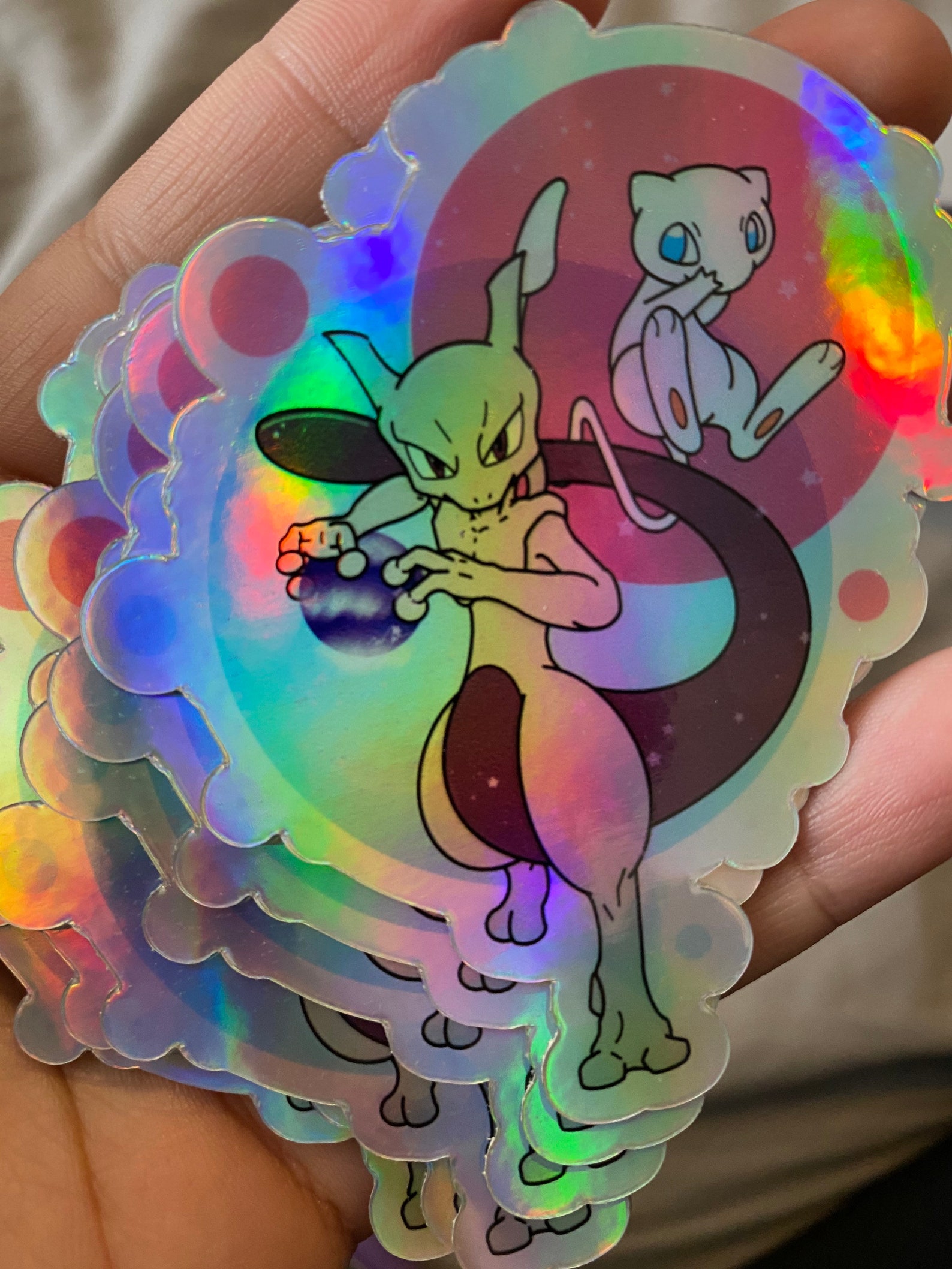 Mew X 2 Holographic Sticker - Etsy