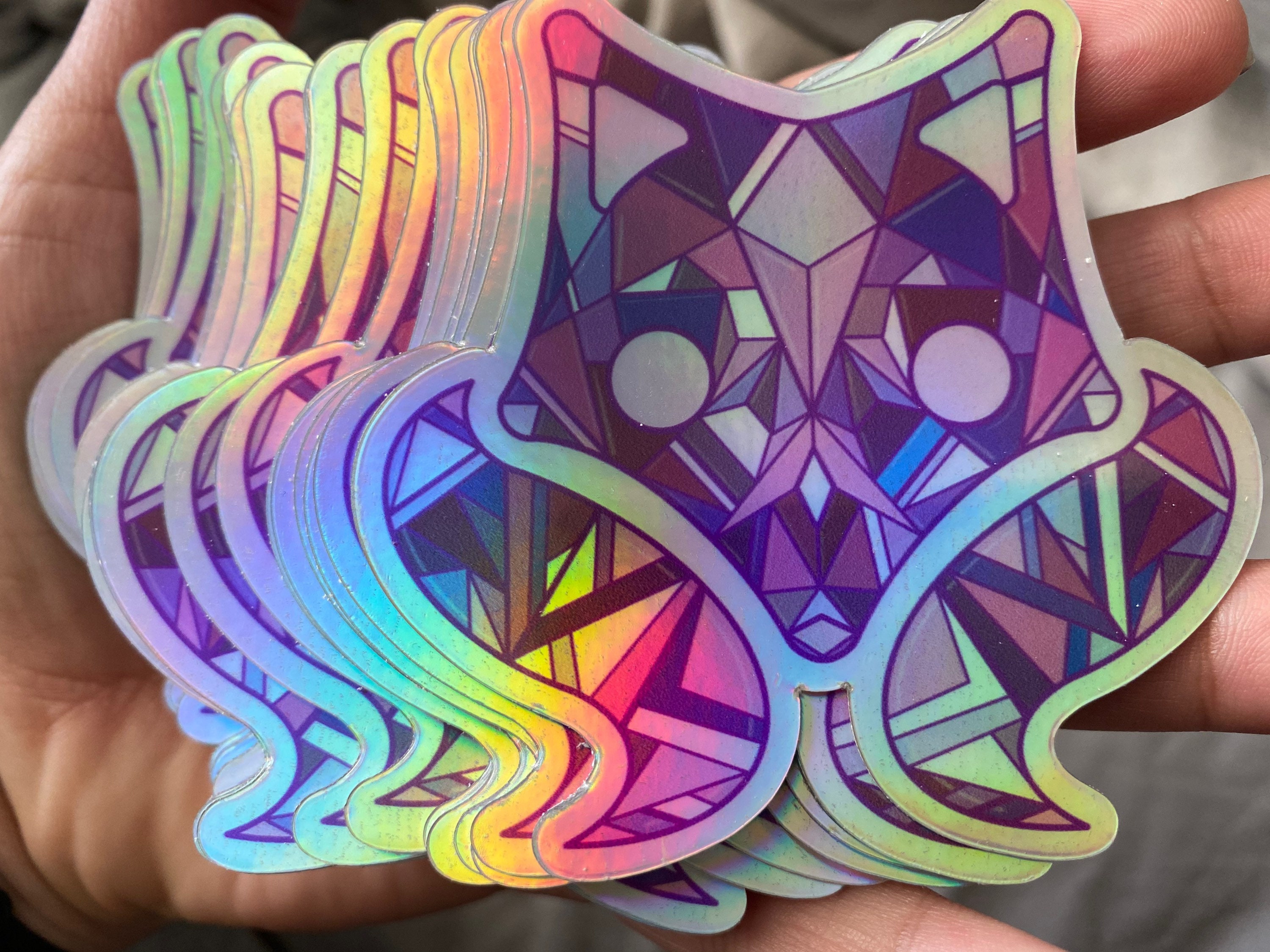 Crystal Two Tailed Fox Holo Sticker - Etsy