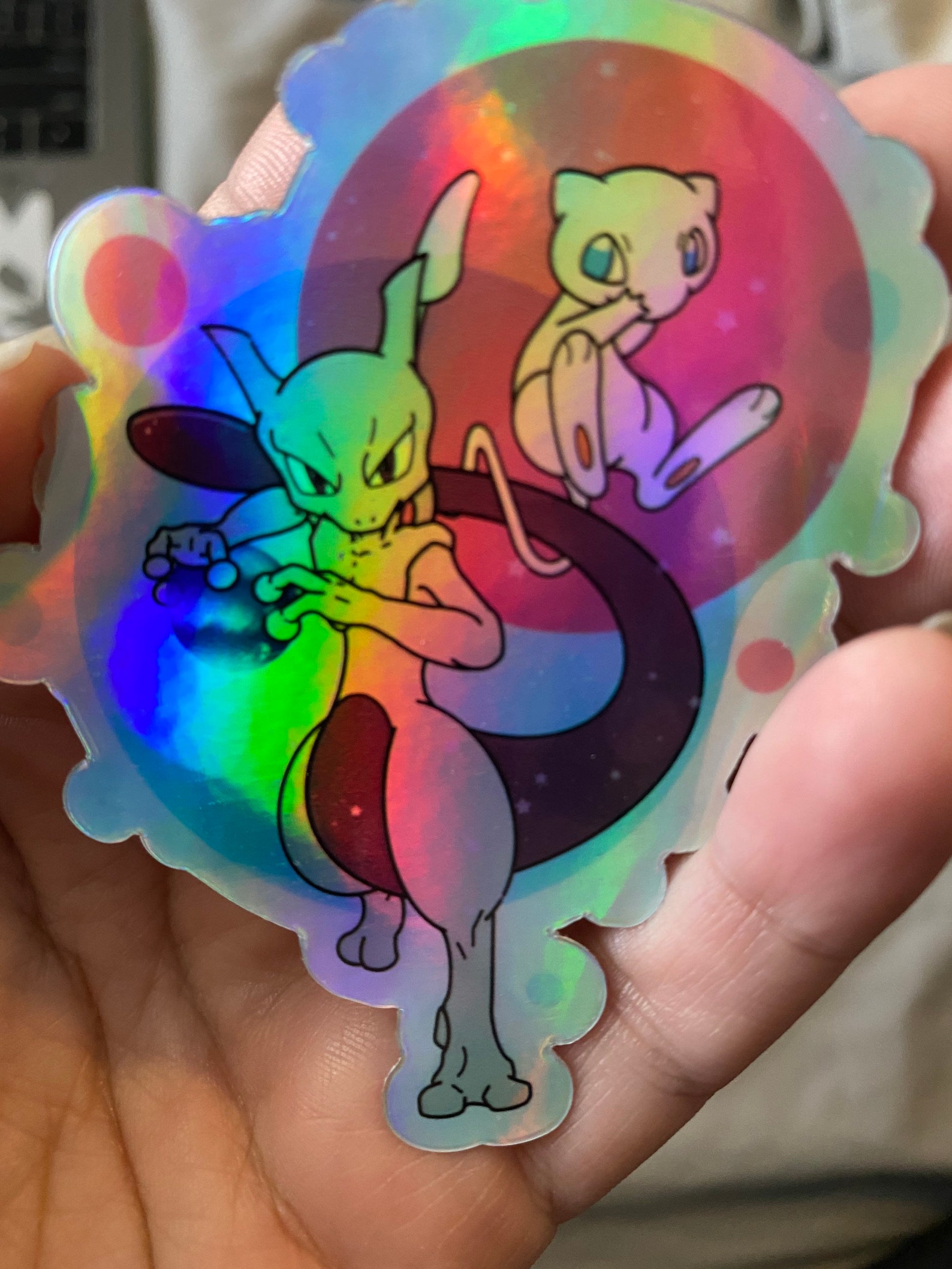 Mew X 2 Holographic Sticker | Etsy