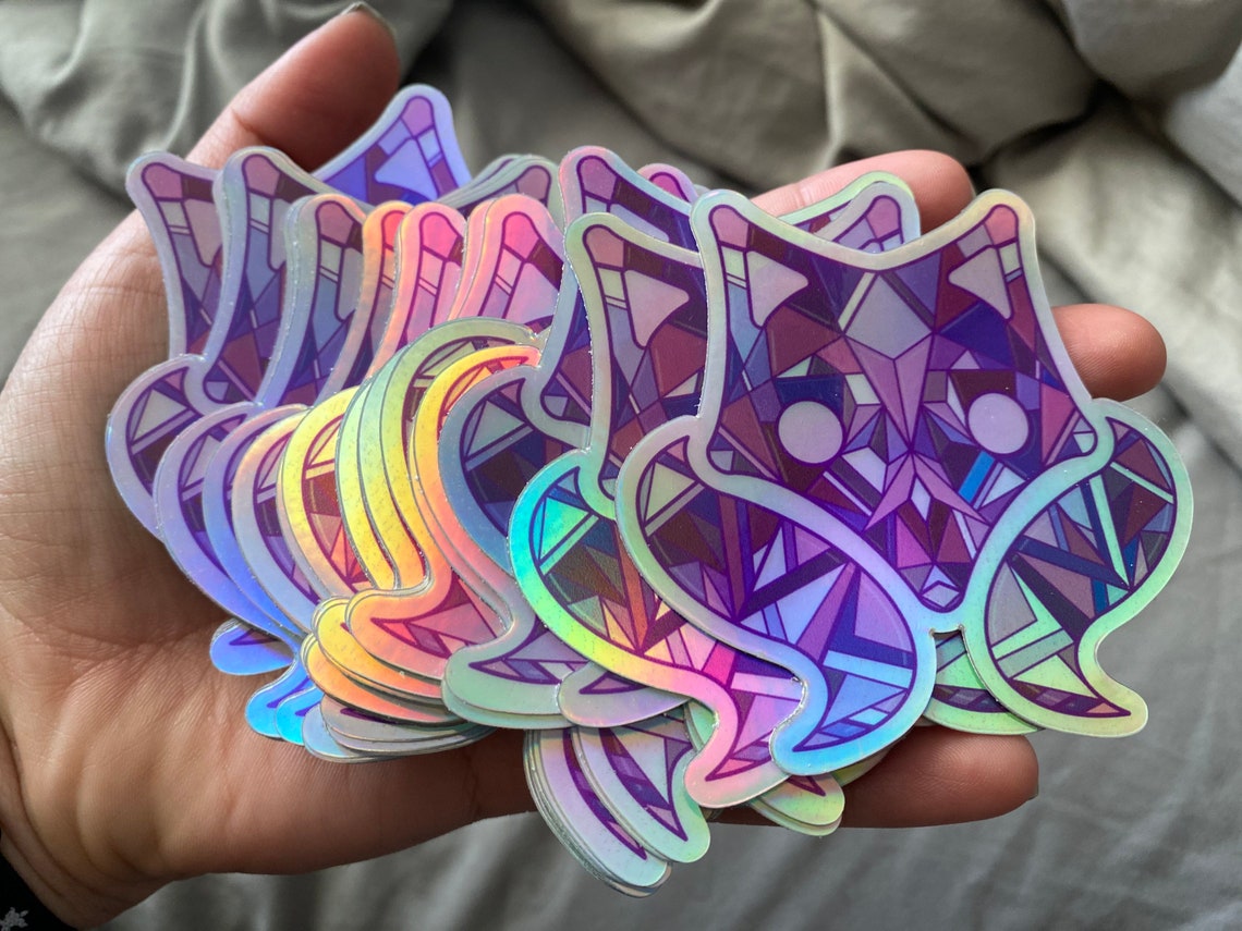 Crystal Two Tailed Fox Holo Sticker - Etsy