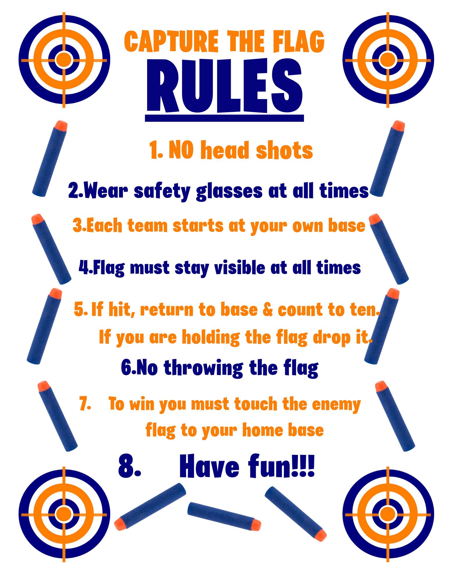 Nerf Capture the Flag Rules - Etsy
