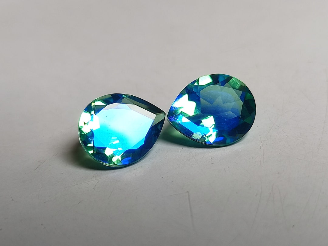 Peacock Quartz Doublet Gemstone: 6 Carat Pear Pair, 11x9x5mm - Etsy