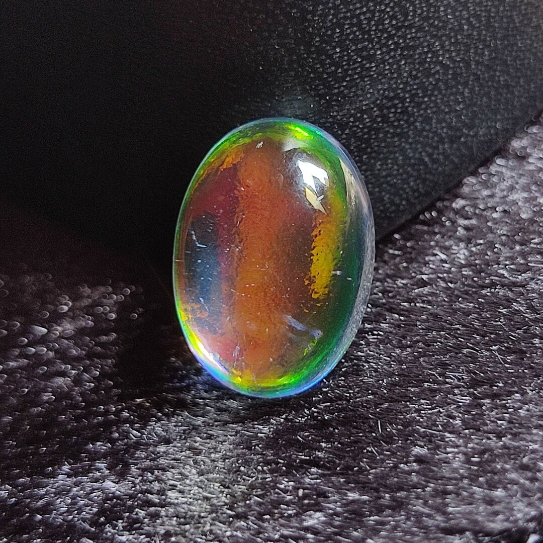 Rainbow Fire Gemstone Doublet: 5.40ct Oval Cabochon, 14X10X5MM - Etsy