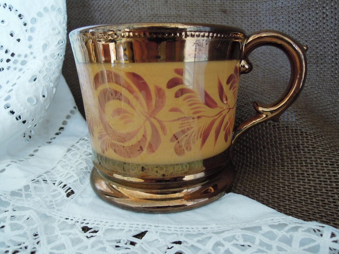 Victorian Lusterware Mug/antique Porcelain Lusterware Copper Mug ...