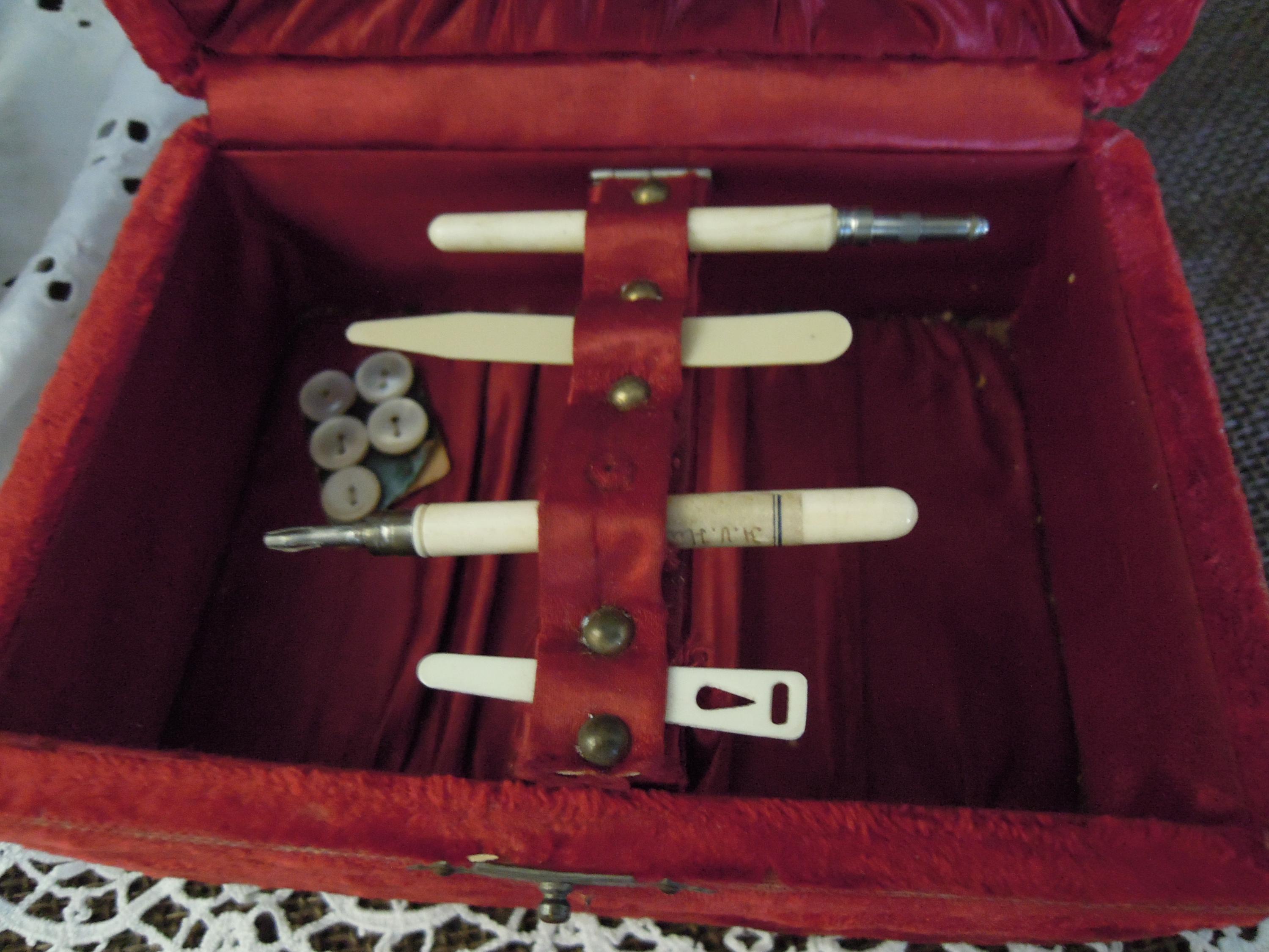 Victorian Sewing Box/antique Velvet Sewing Box/victorian Velvet Sewing ...