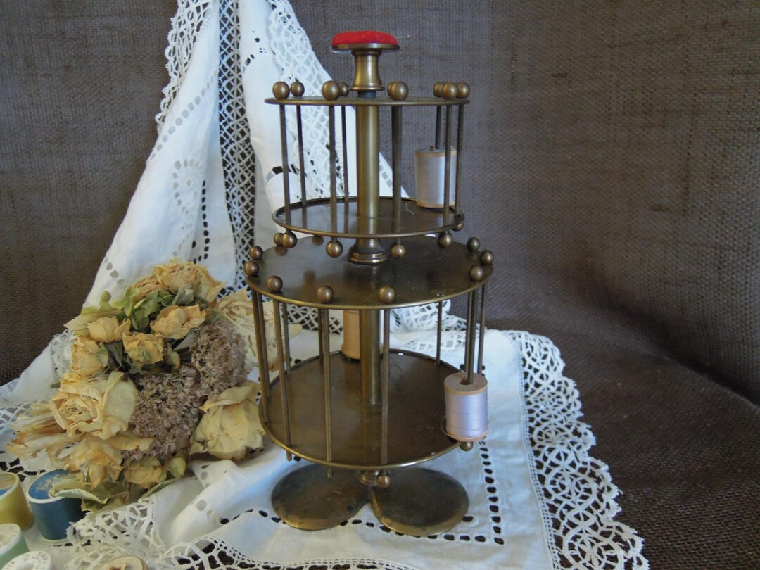 Vintage Italian Spool Holder/italian Brass Thread Holder/vintage Spool ...