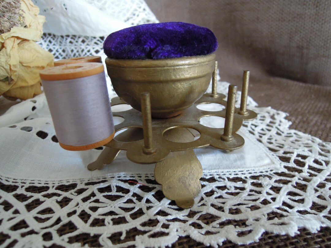 Antique Pincushion Spool Holder/ Circa 1900 Antique Spool Holder ...