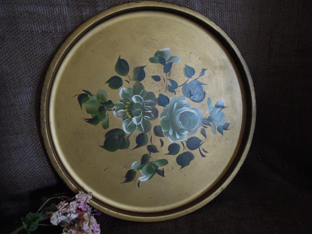 Vintage Hand Painted Metal Tole Tray/vintage Tole Tray/vintage Metal ...