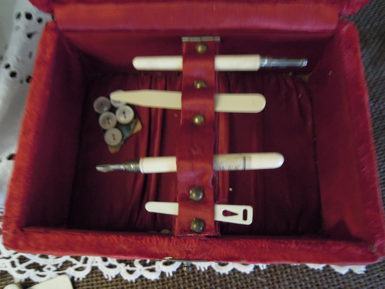 Victorian Sewing Box/antique Velvet Sewing Box/victorian Velvet Sewing ...