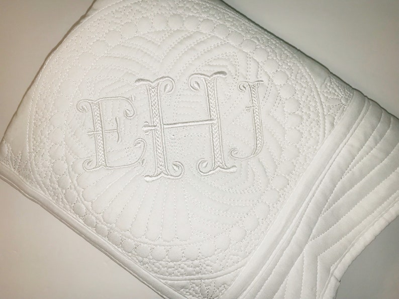Heirloom Baby Quilt, Victorian Scroll Monogrammed Personalized Baby ...