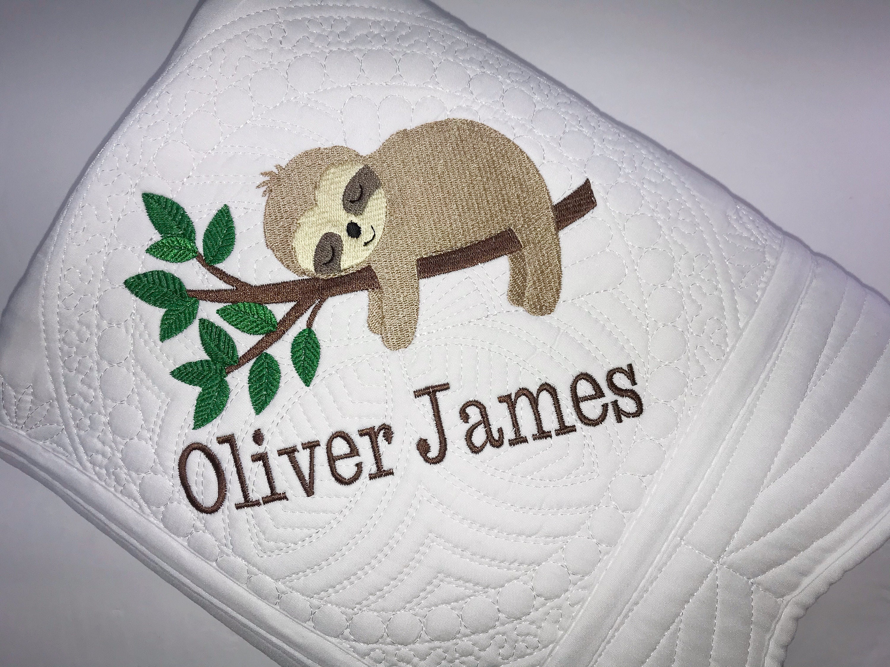 Personalized Baby Boy Sloth Heirloom Baby Quilt Blanket | Etsy