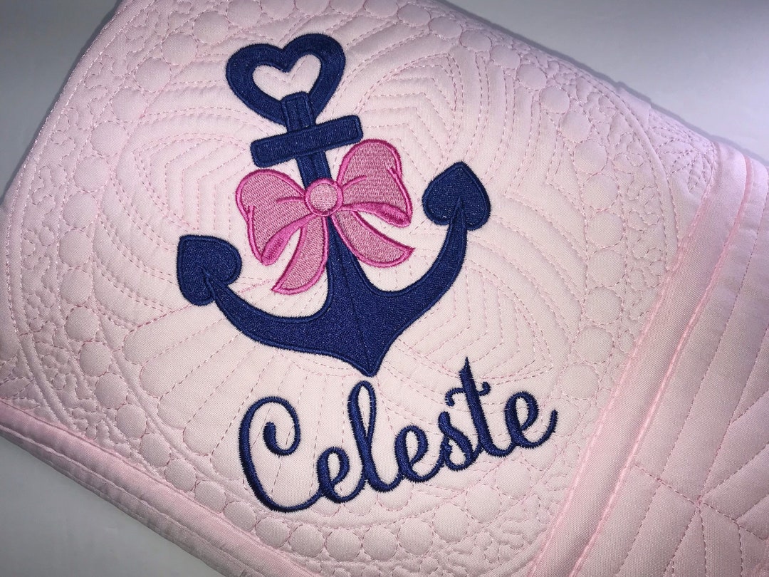 Personalized Baby Girl Anchor Heirloom Baby Quilt, Personalized Baby ...