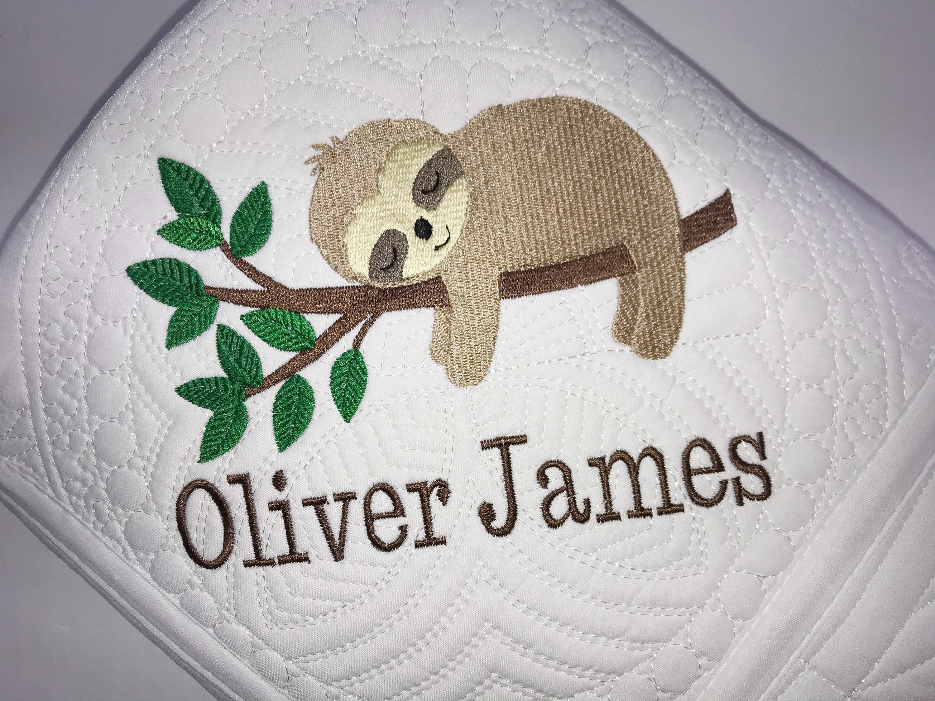 Personalized Baby Boy Sloth Heirloom Baby Quilt Blanket | Etsy