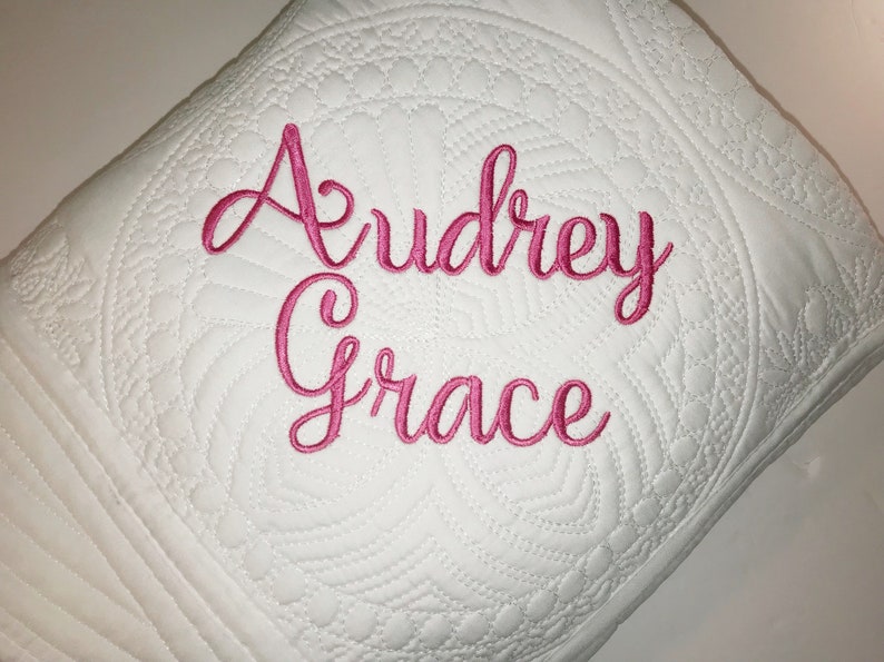 Personalized Baby Girl Name Heirloom Quilt Blanket in Script | Etsy