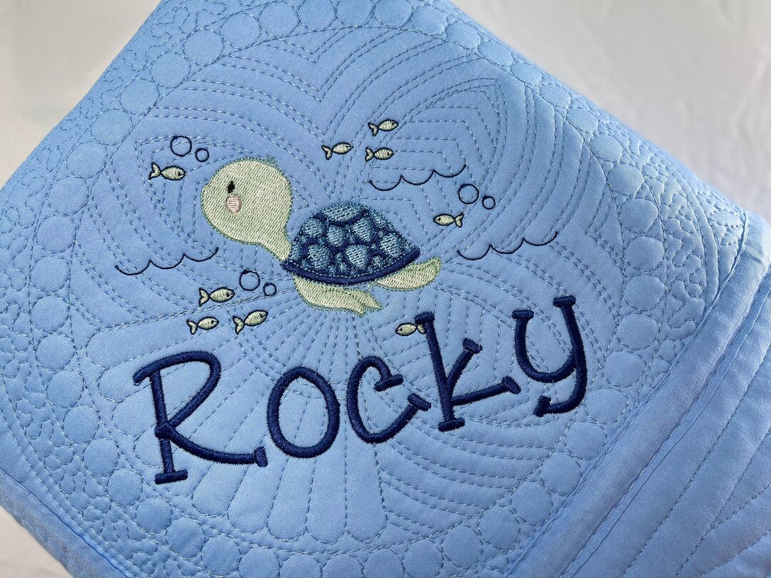 Sea Turtle Heirloom Baby Quilt, Personalized Baby Boy Turtlekeepsake ...