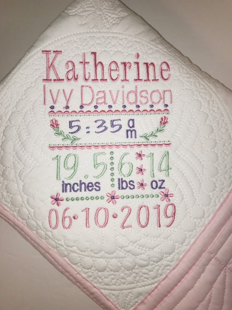 Personalized Heirloom Baby Quilt Floral Baby Birth - Etsy