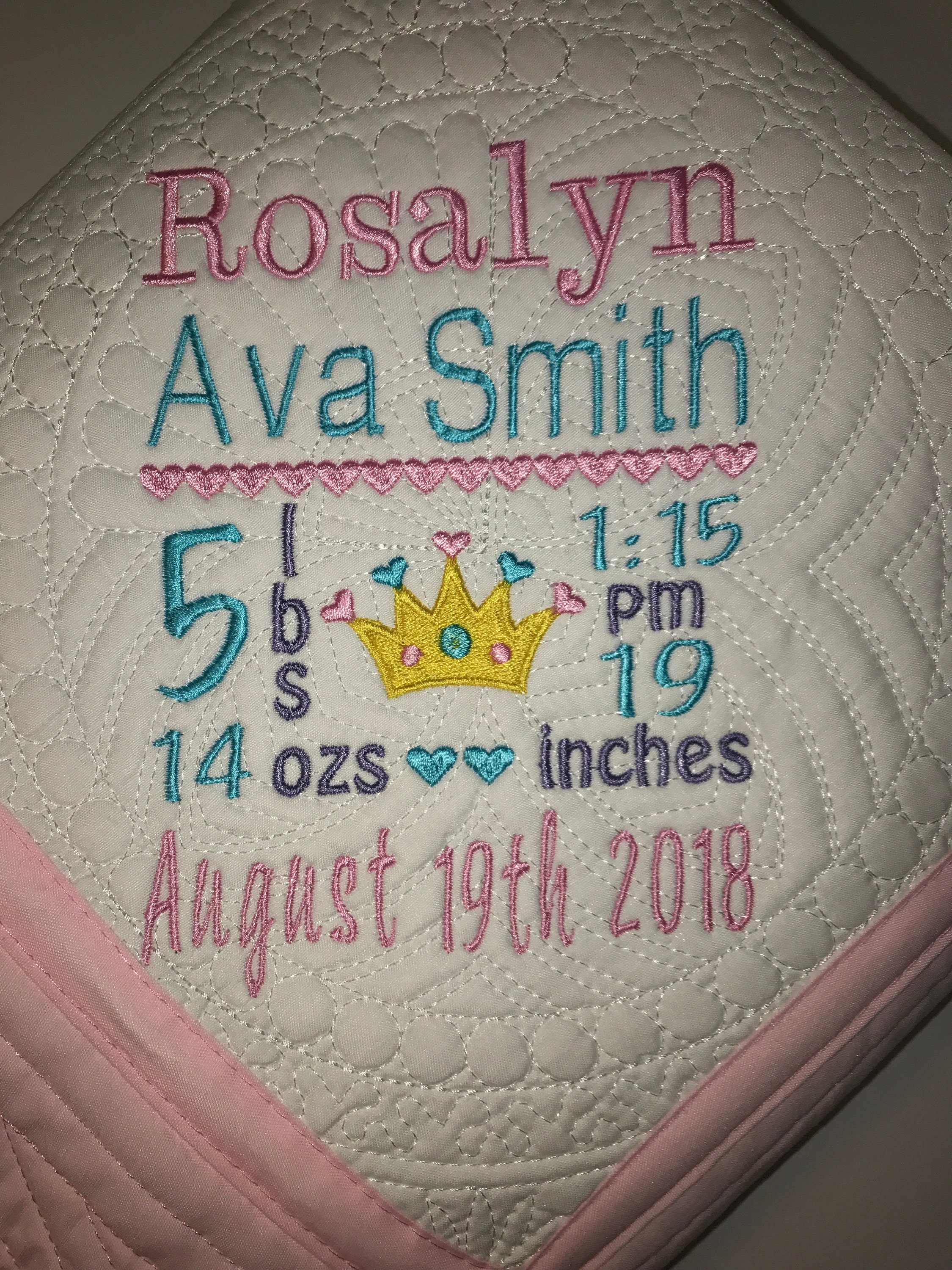 Personalized Baby Girl Princess Crown Birth Statistic Announcement ...