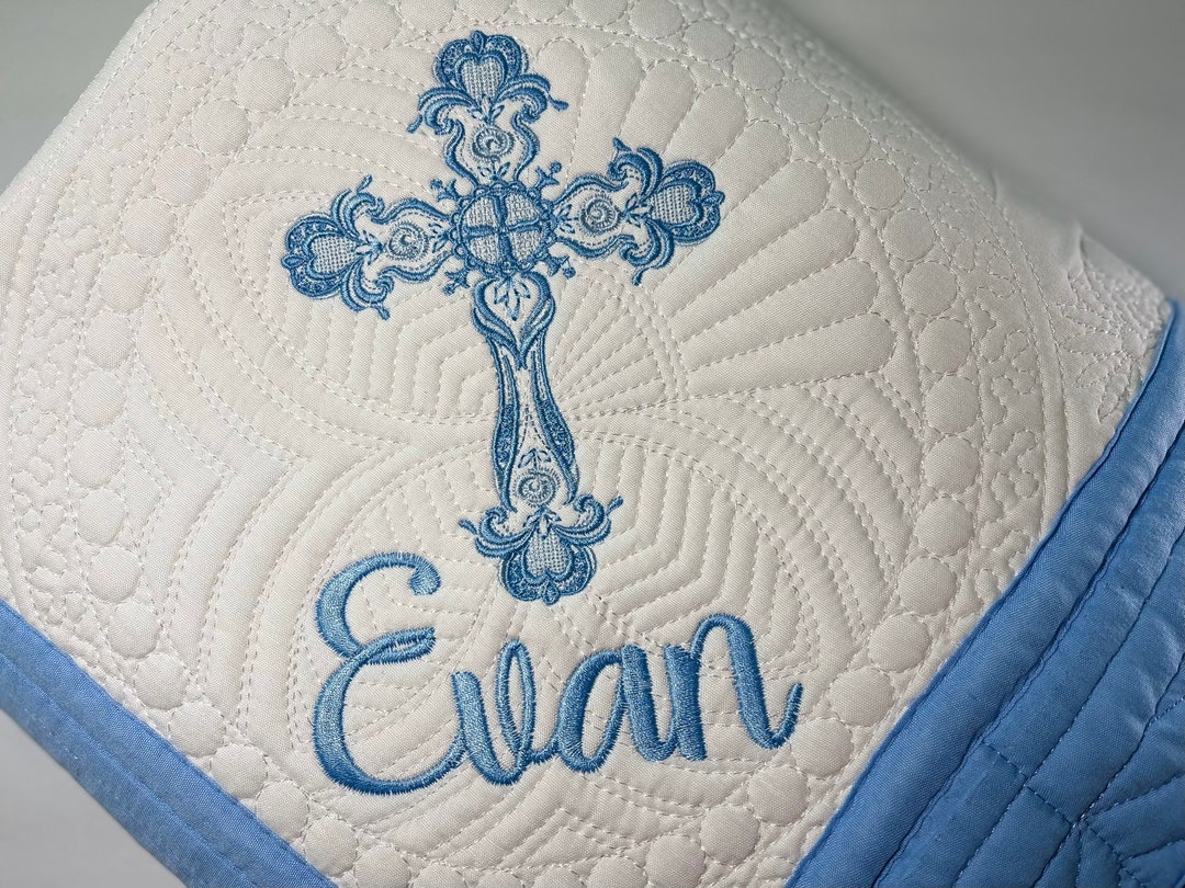 Personalized Baby Cross Blanket, Heirloom Baby Quilt, Personalized ...