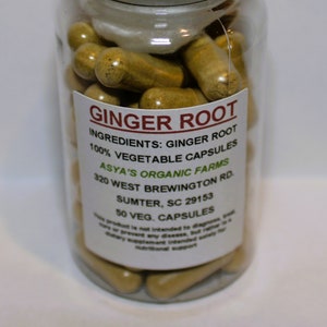 Organic Ginger Root 50 500mg Vegan Capsules + Free Shipping - Etsy