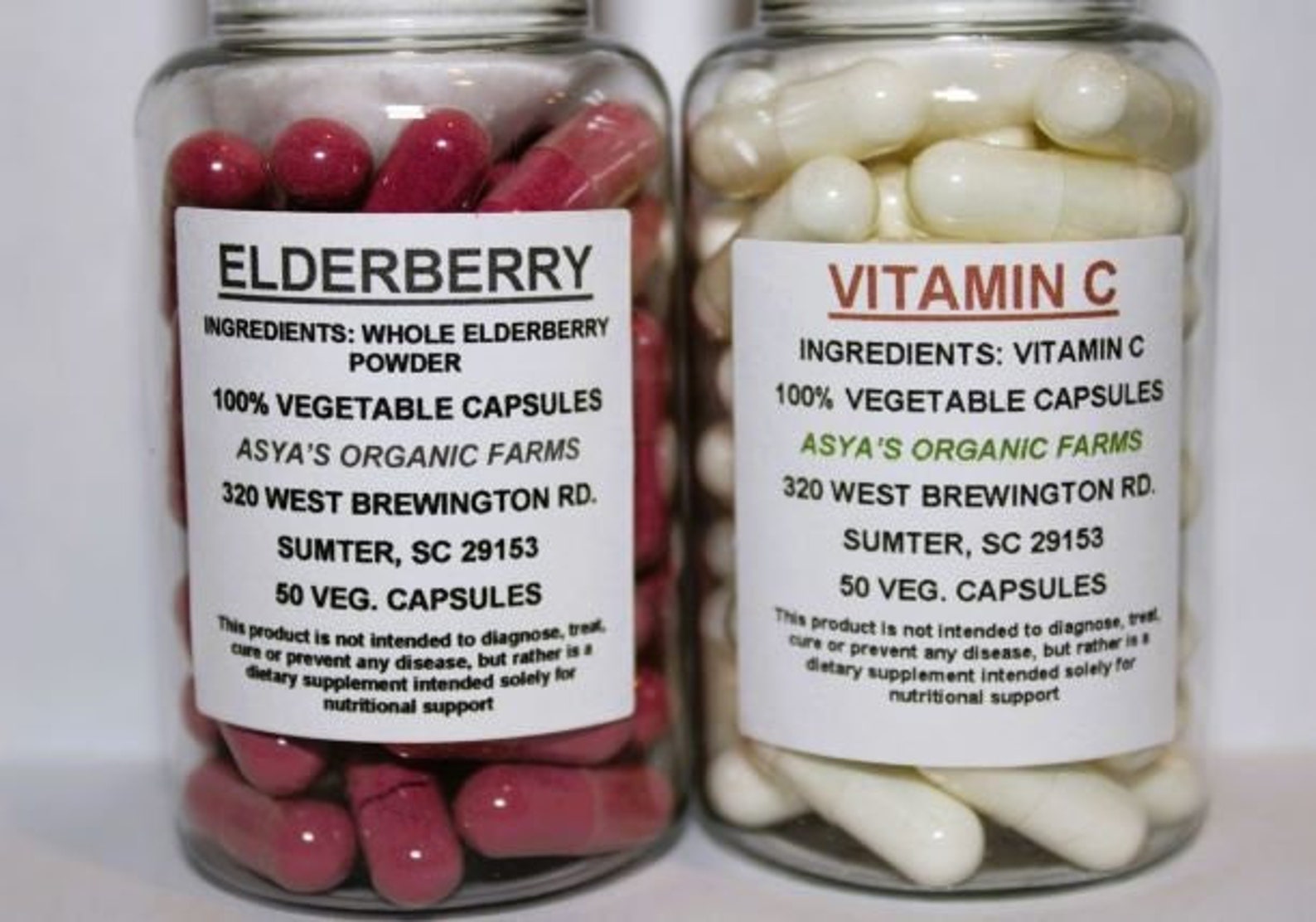 Organic Elderberry Vitamin C 50 500mg Vegan Capsules Set - Etsy