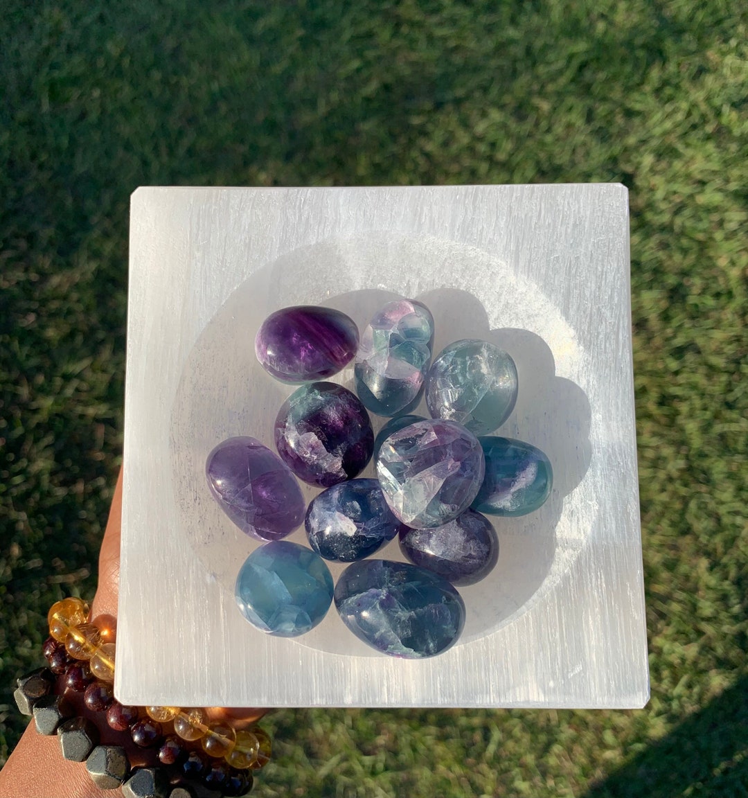 Blue/purple Fluorite Tumbled Stones Set of 3 | Crystal and Stones ...
