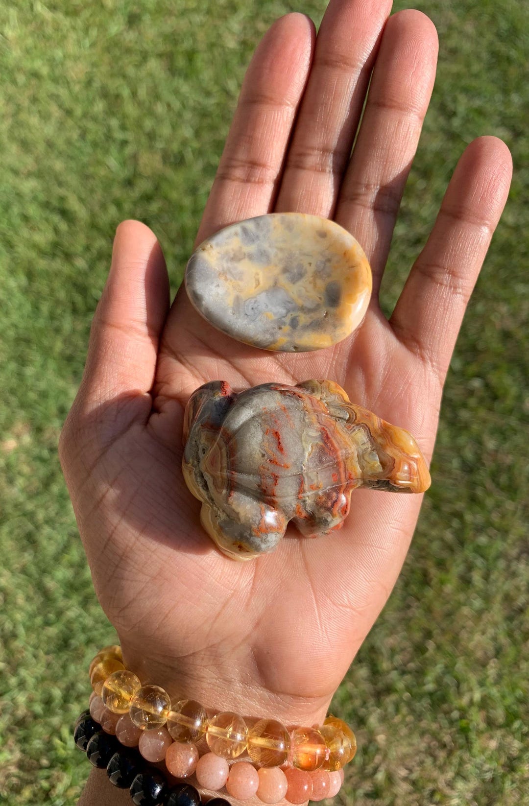 Crazy Lace Agate Frog & Worry Stone Set | Home Decor | Crystal and ...