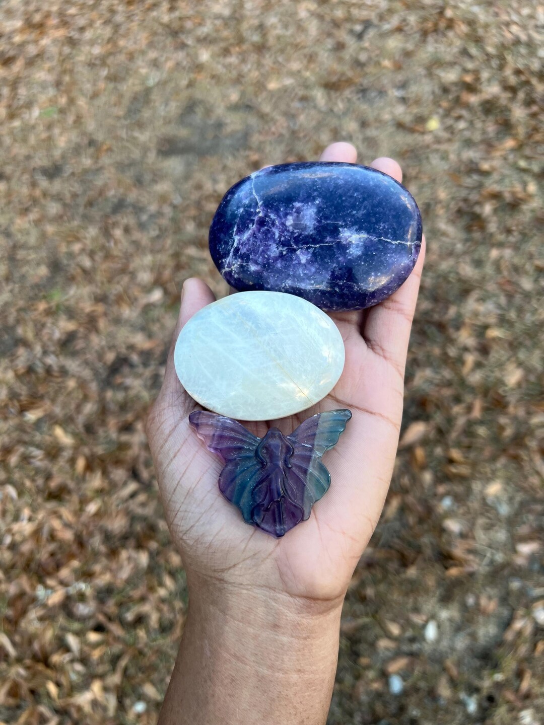 Purple Goddess Crystal Set | White Moonstone With Blue Flash | Purple ...