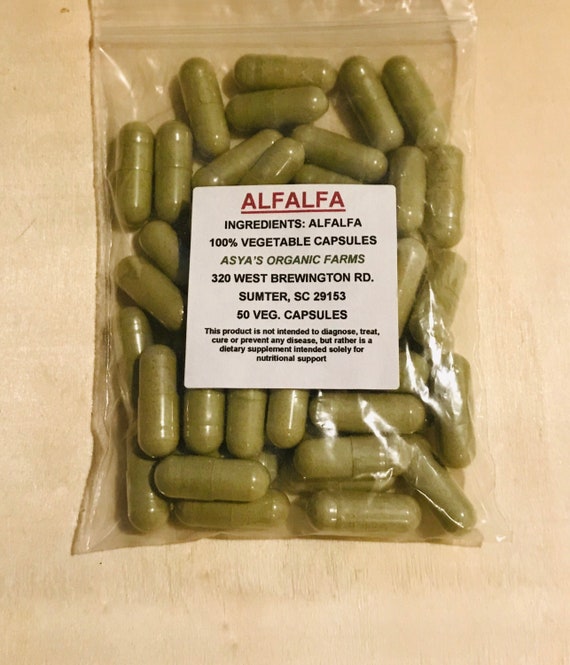 Organic Alfalfa 50 500mg Vegan Capsules Free Shipping - Etsy