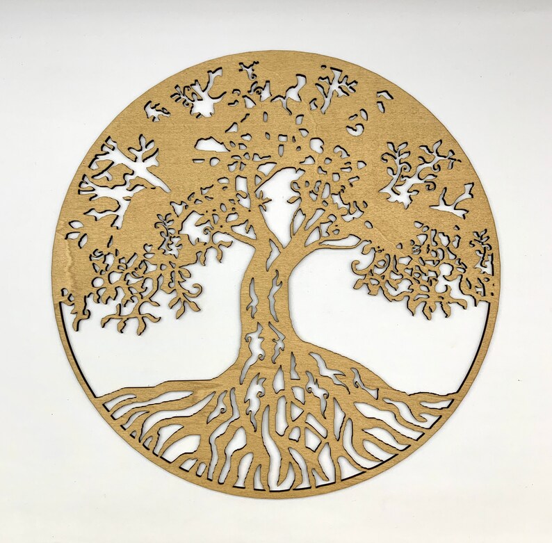 Large Tree of Life Round Wall Art Wooden Minimalist 3D Decor | Etsy