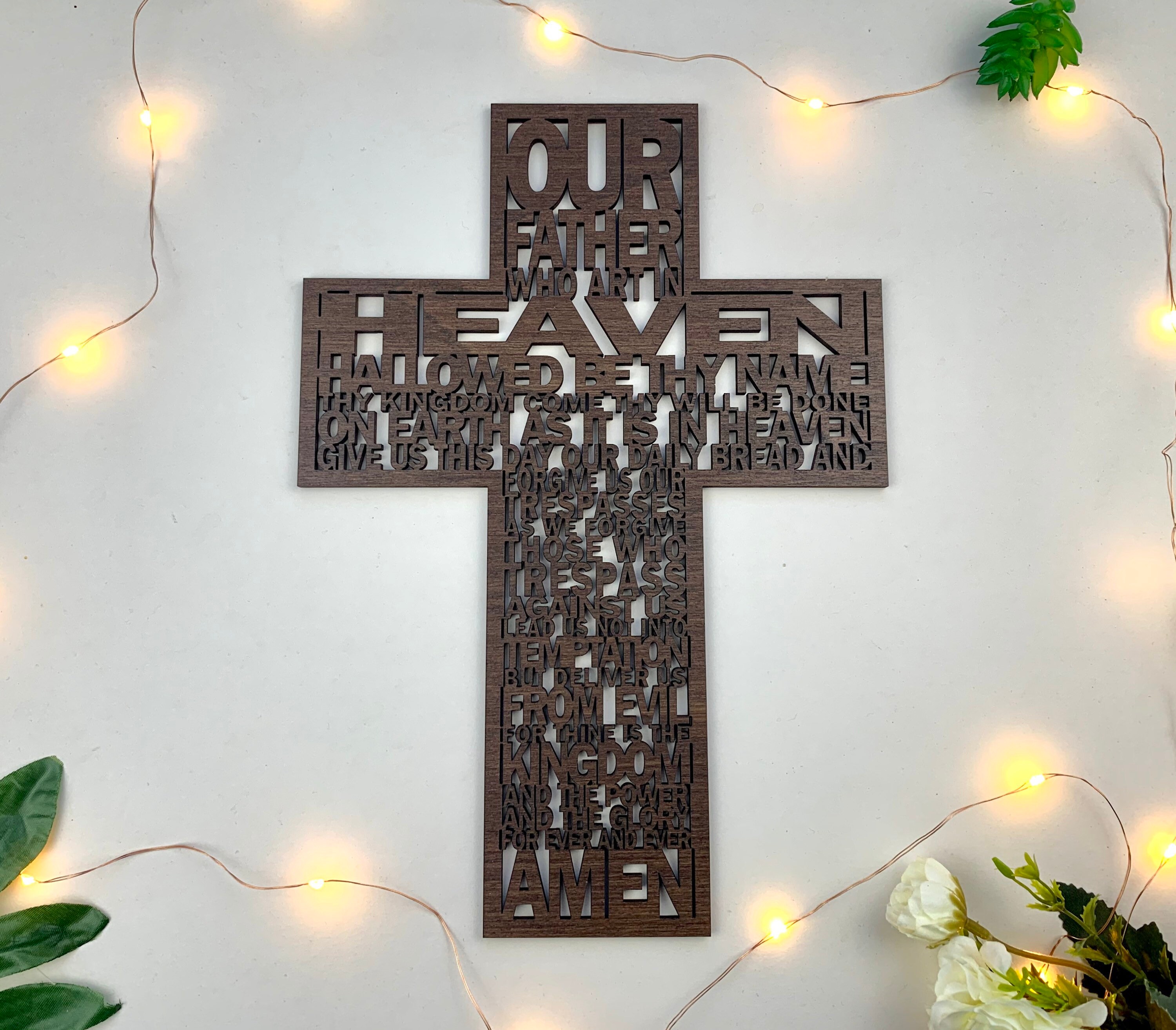 Large Our Father Wooden Stenciled Wall Cross Our Father Prayer - Etsy UK