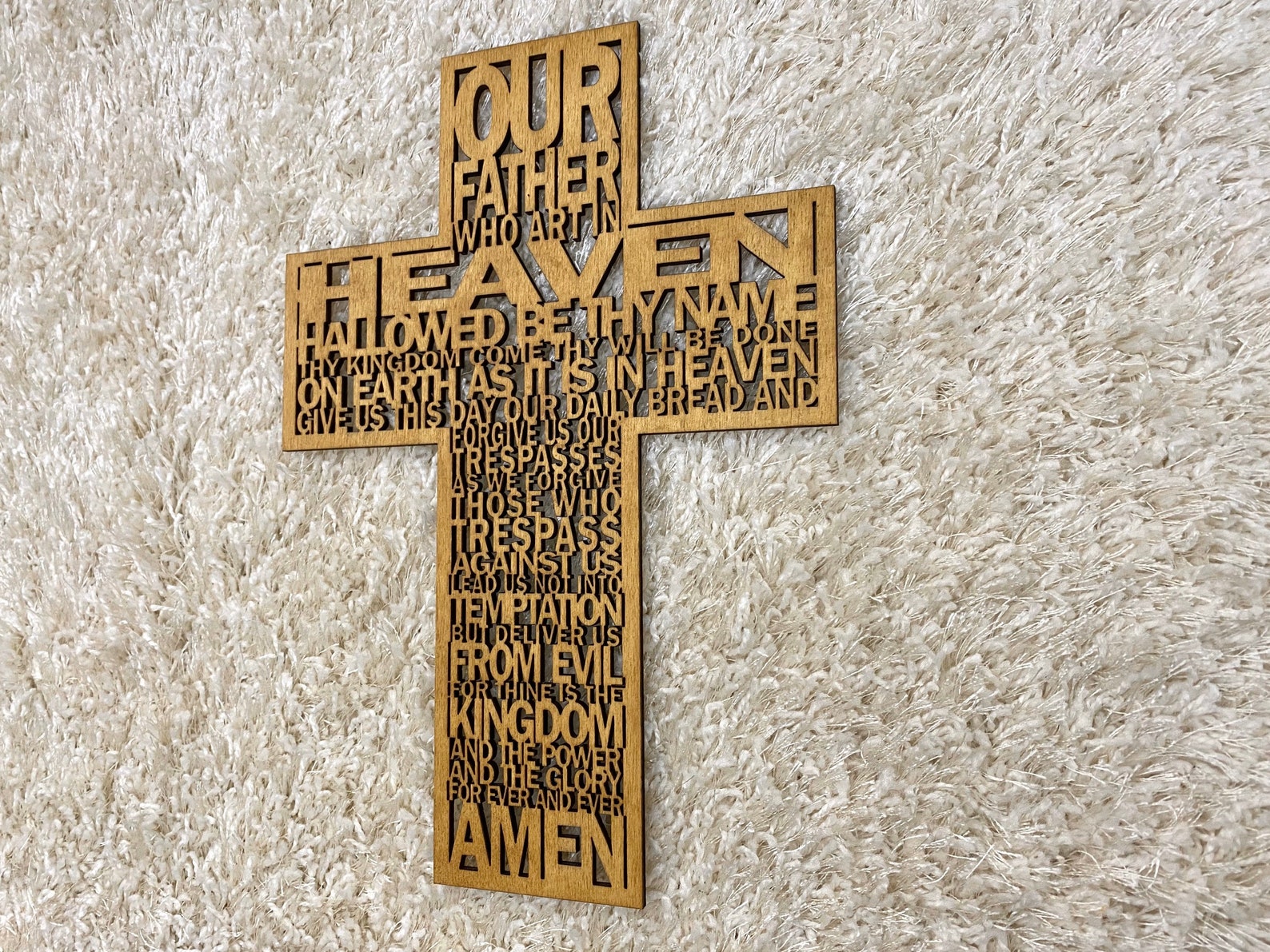 Our Father Prayer Laser Cut Wooden Prayer Wall Sign Text Plaque Rustic ...