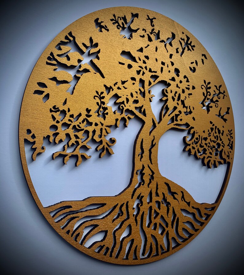 Large 60/50/40/30cm Tree of Life round Wall Art wooden family - Etsy.de