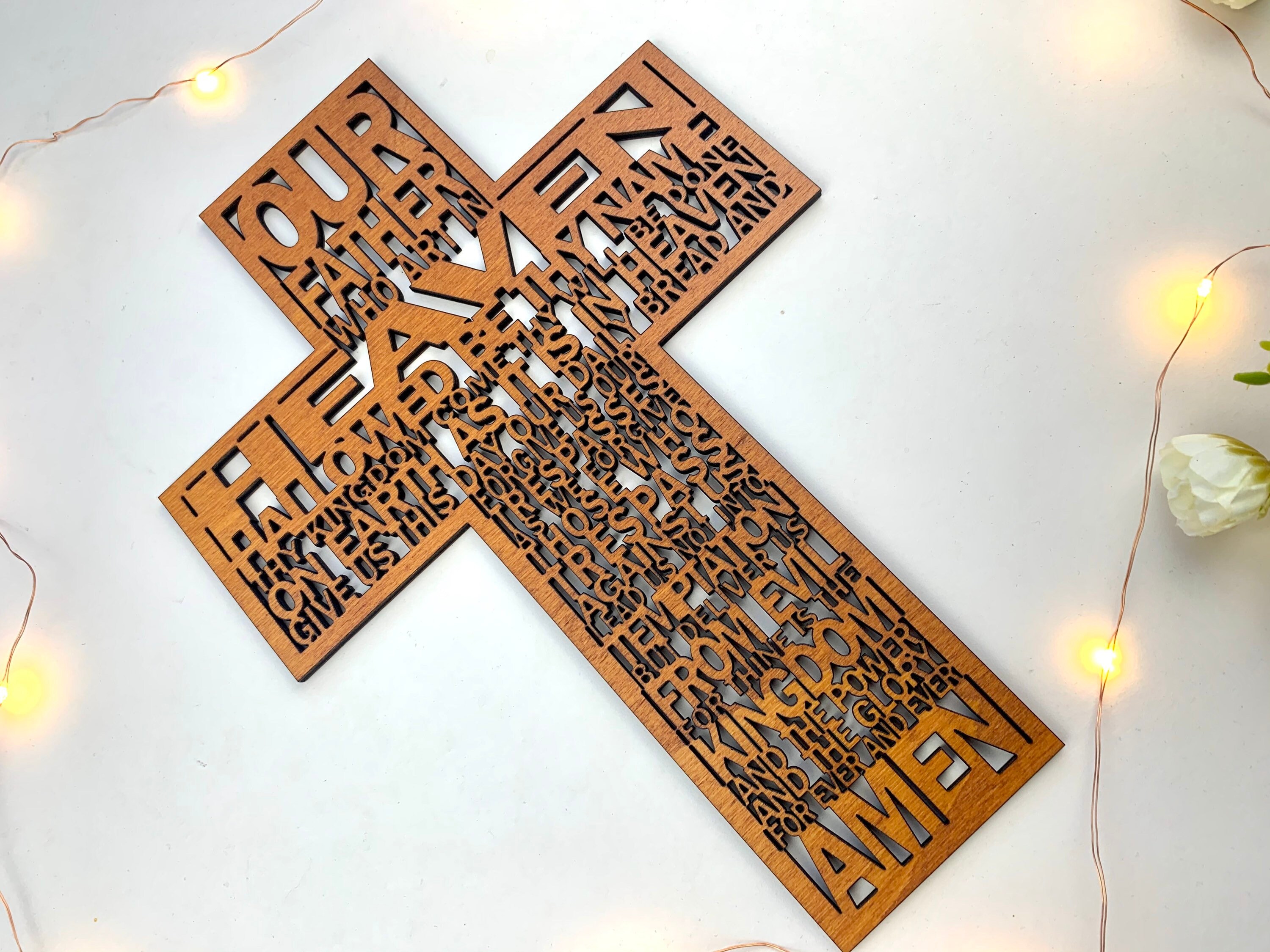 Large Our Father Wooden Stenciled Wall Cross Our Father Prayer - Etsy UK