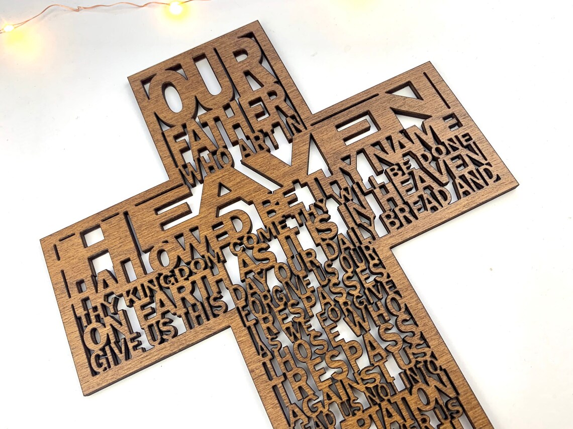 Large Our Father Wooden Stenciled Wall Cross Our Father Prayer - Etsy UK