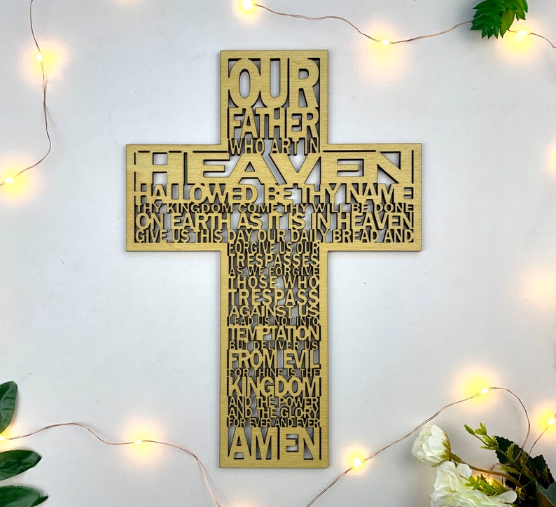 Large Our Father Wooden Stenciled Wall Cross Our Father Prayer - Etsy UK