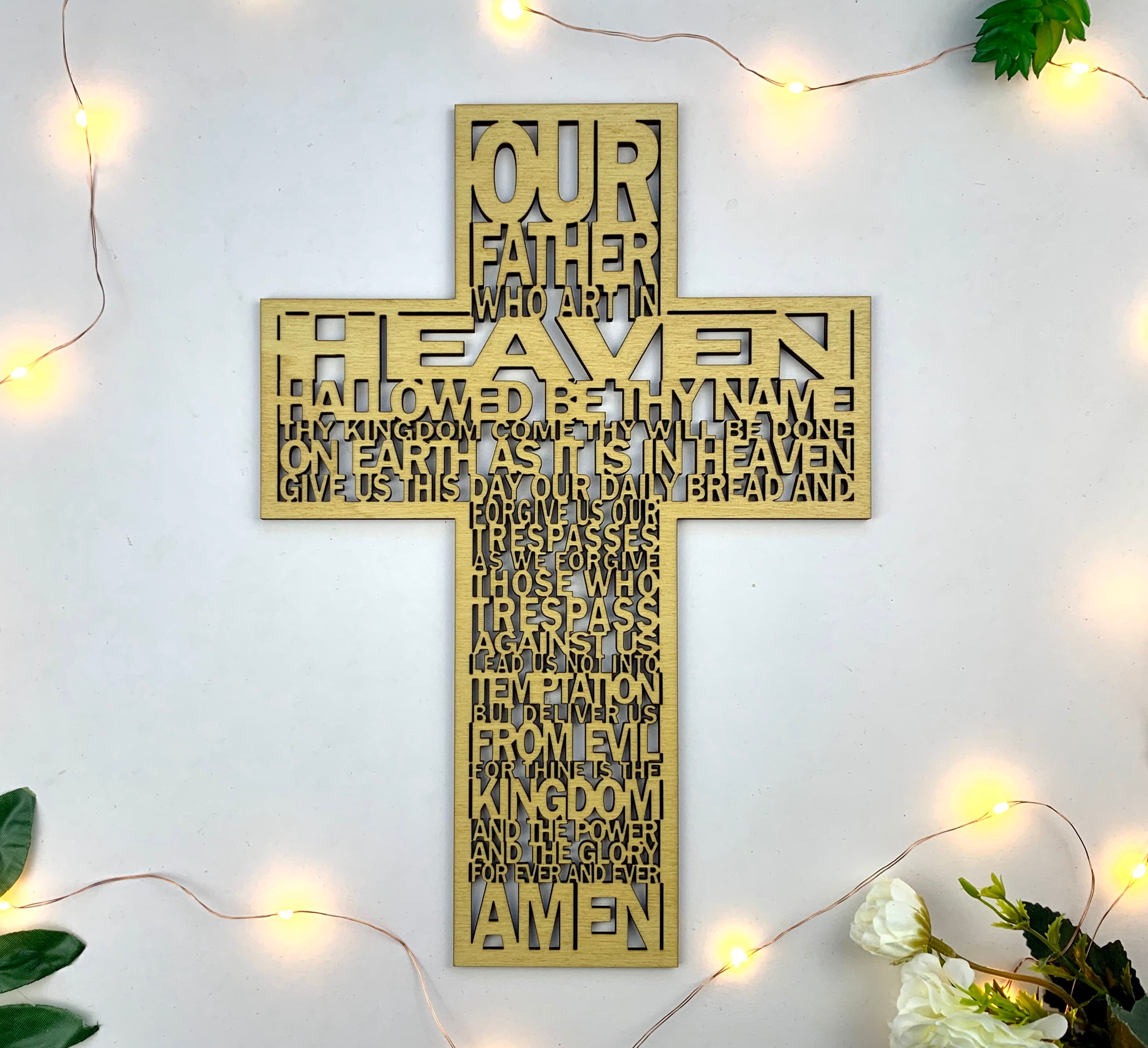 Large Our Father Wooden Stenciled Wall Cross Our Father Prayer - Etsy UK