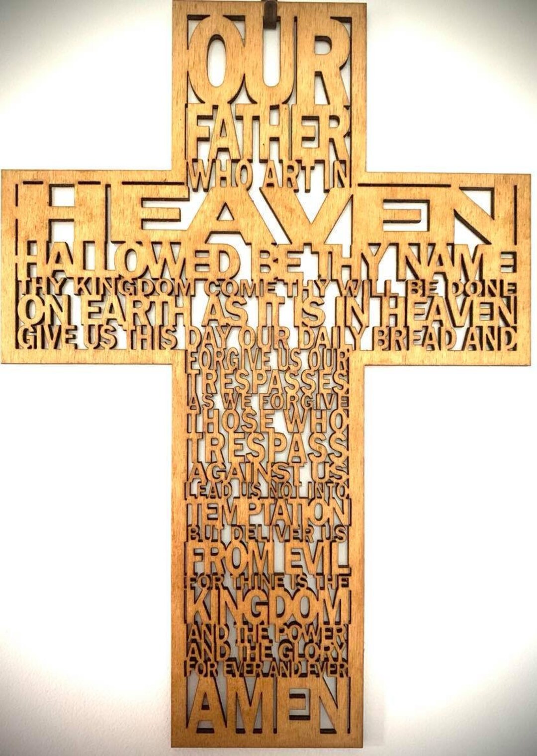 Large Our Father Wooden Stenciled Wall Cross Our Father Prayer Our ...