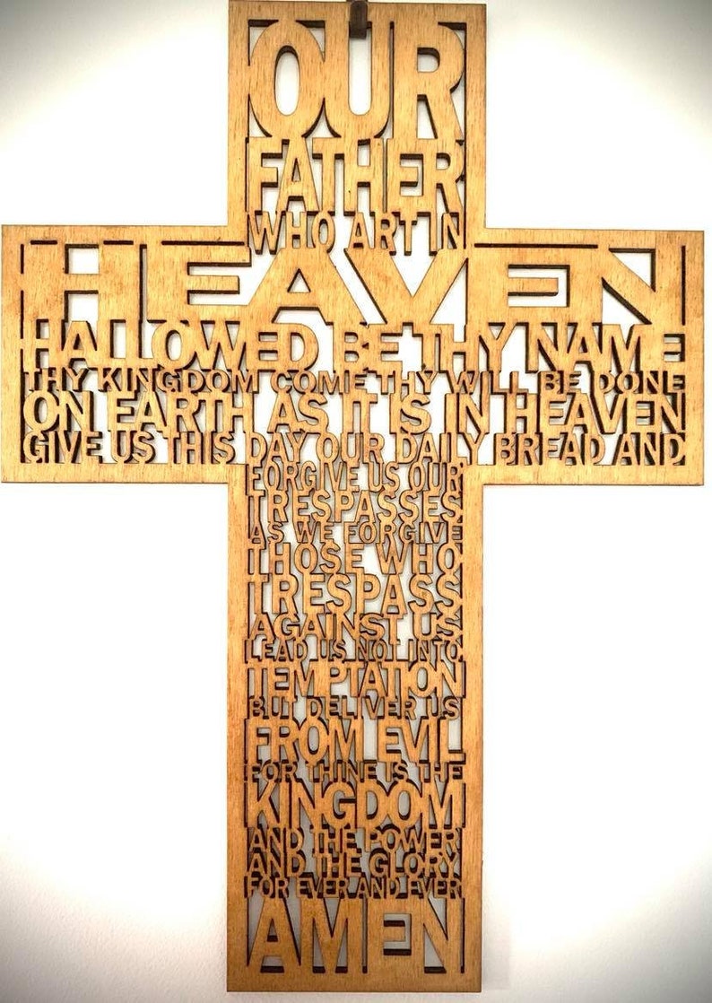 Large Our Father wooden stenciled wall cross Our Father prayer | Etsy