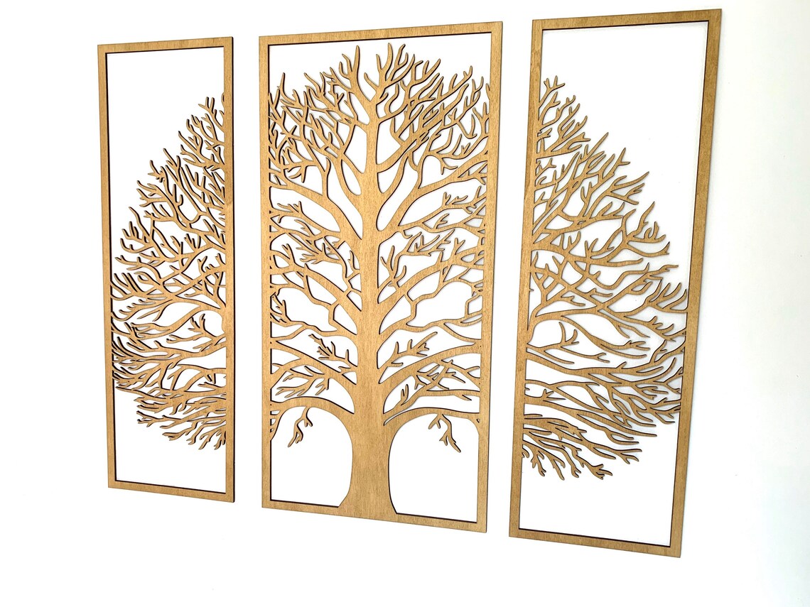 Large Tree of Life 3 three Wall wooden wood art decor picture | Etsy