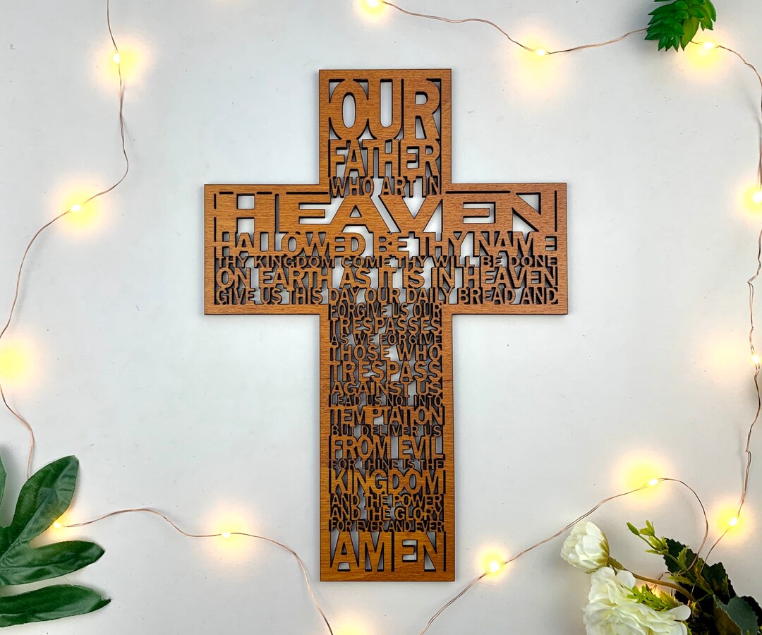 Large Our Father Wooden Stenciled Wall Cross Our Father Prayer Our ...