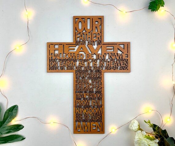 Large Our Father Wooden Stenciled Wall Cross Our Father Prayer | Etsy UK