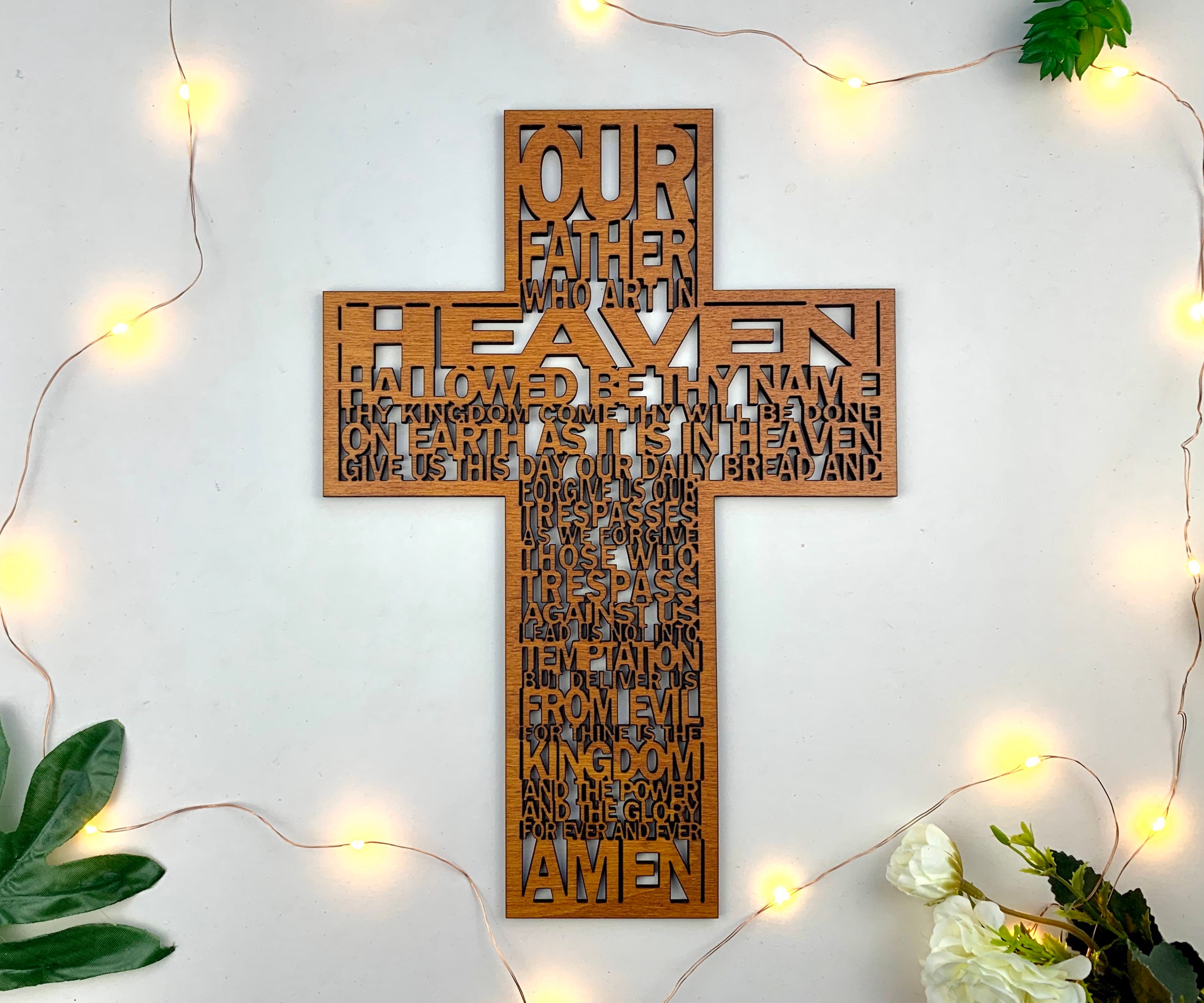 Large Our Father Wooden Stenciled Wall Cross Our Father Prayer - Etsy UK