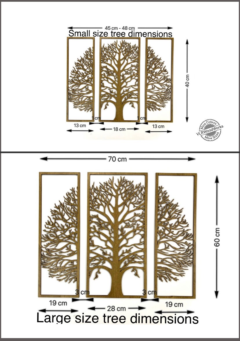 Large Tree of Life 3 Three Wall Wooden Wood Art Decor Picture - Etsy UK