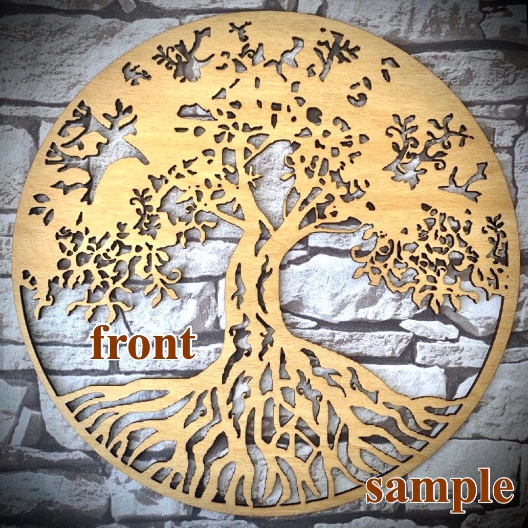 Large Tree of Life Round Wall Art Wooden Minimalist 3D Decor - Etsy