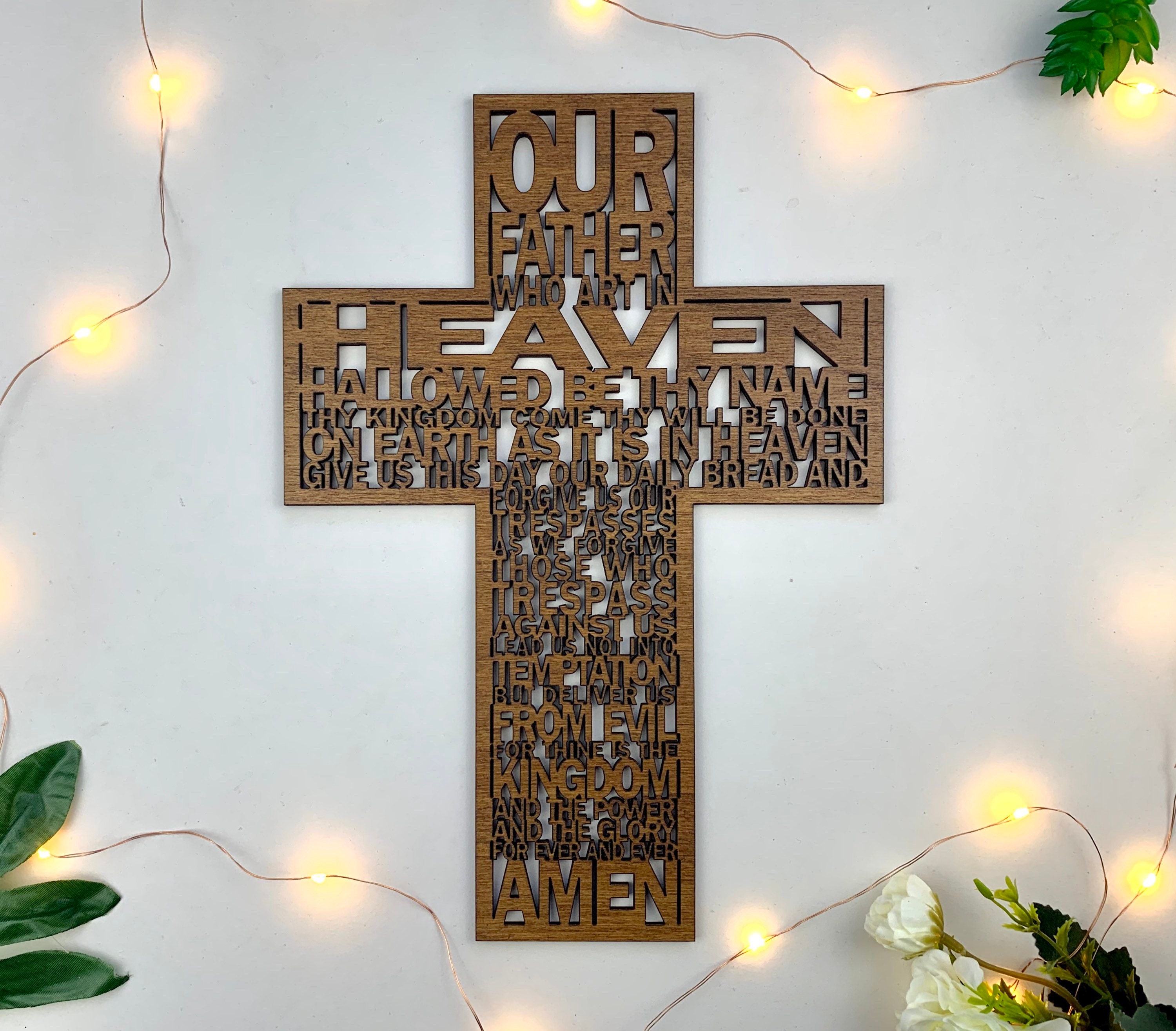 Large Our Father Wooden Stenciled Wall Cross Our Father Prayer - Etsy UK