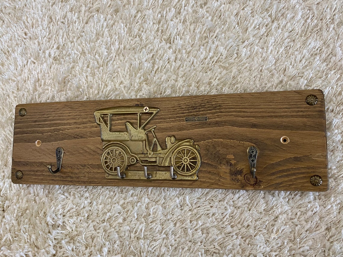 Handmade Car Key Holder Solid Brass and Wood Rustic Farmhouse | Etsy