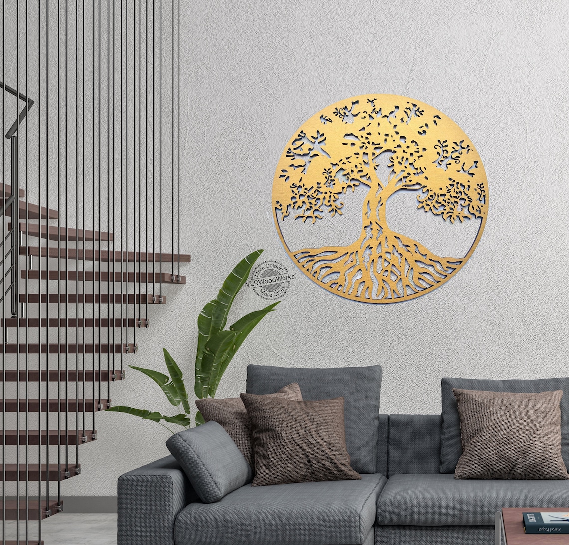 Large Divider Tree of Life Round Wall Art Wooden Family Decor | Etsy UK