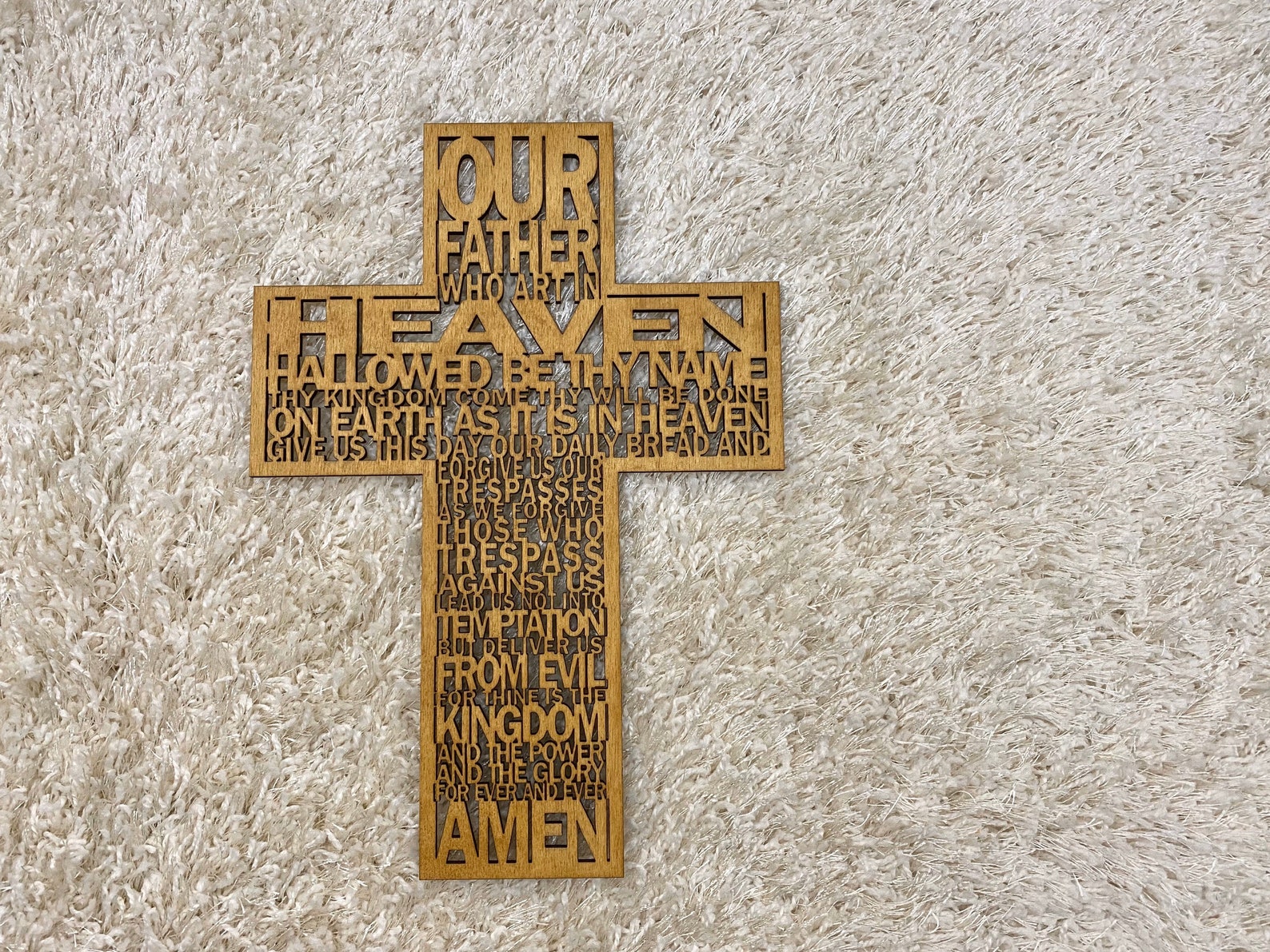 Our Father Prayer Laser Cut Wooden Prayer Wall Sign Text Plaque Rustic ...